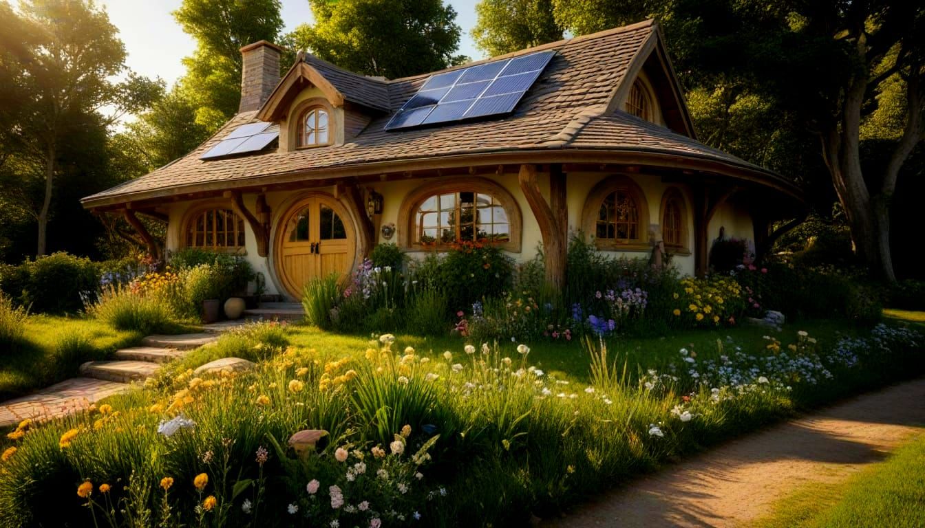 A Beautiful Solarpunk Hobbit Styled Country Home