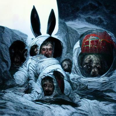 Space rabbits in broken helmets, screaming at the sliver of moonlight ...