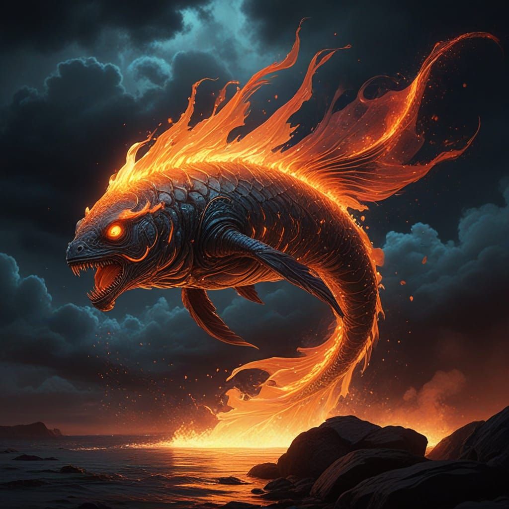Fire...fish? - Majestic Flame Elemental in Midair