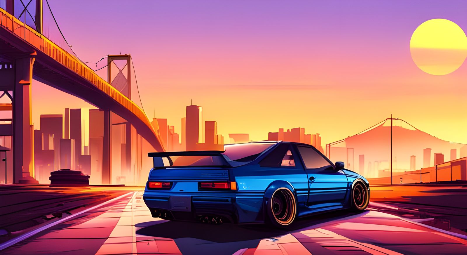 jdm cars racing cyberpunk synthwave neon retro - AI Generated Artwork ...