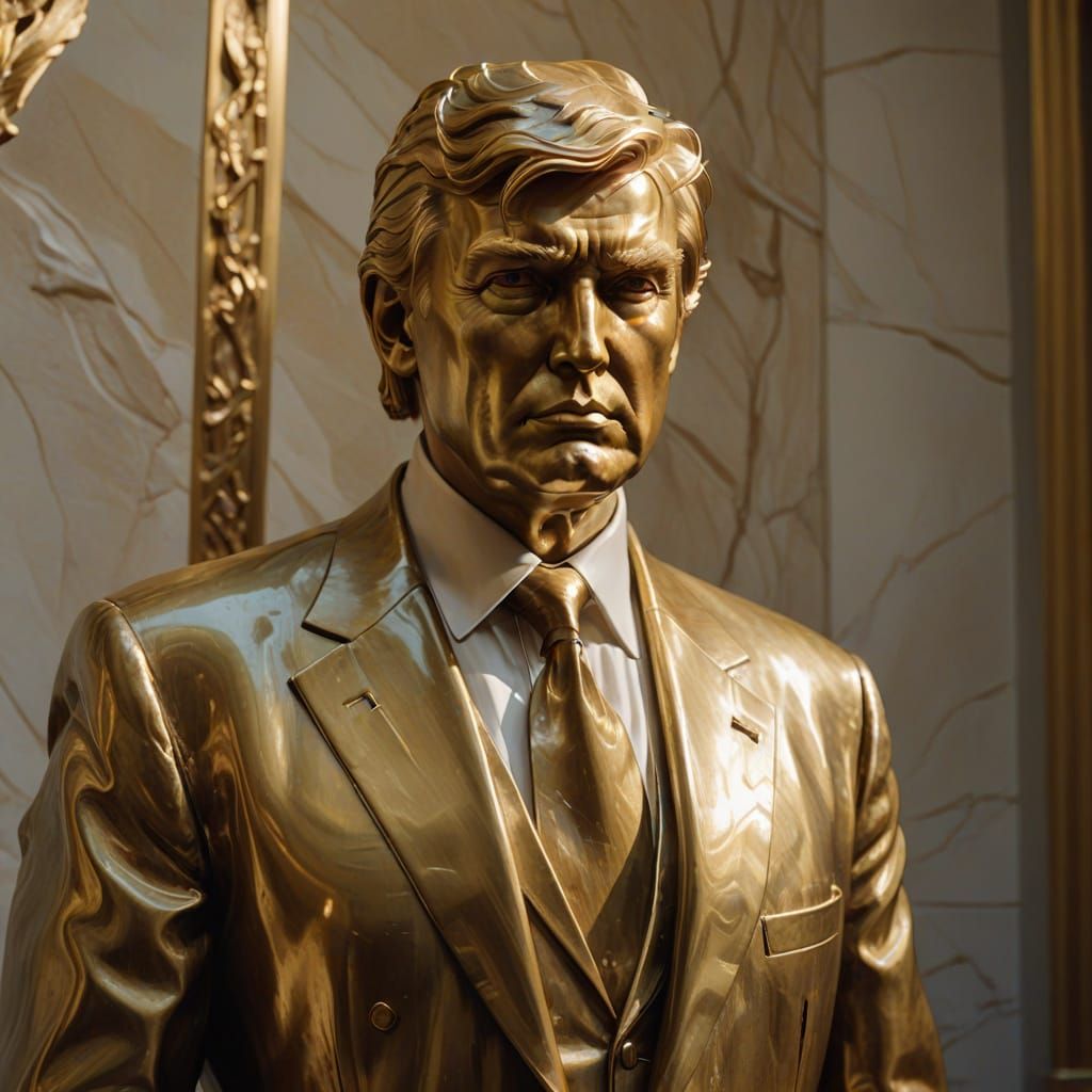 Hyper-Realistic Brass Statue of a Confident Leader - AI Art