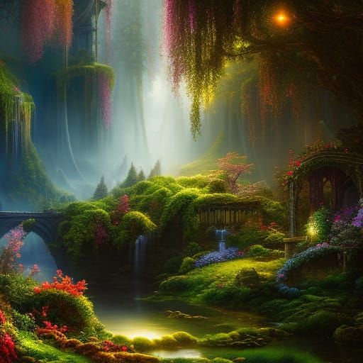 Overgrown bridge - AI Generated Artwork - NightCafe Creator