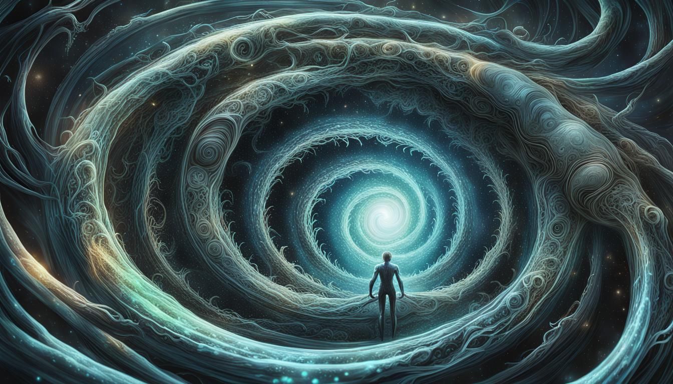 P - Glowing Entity Unveils Dark Mystical Realm