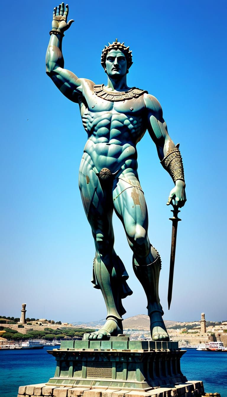 The Colossus of Rhodes - Ancient Greek Statue of Colossus in...
