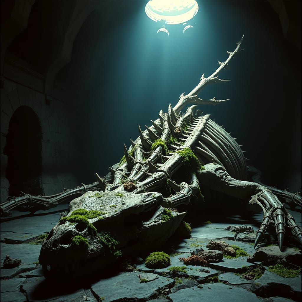 Epic Undead Dragon Crypt Scene in Dark Fantasy Sty... - AI Art
