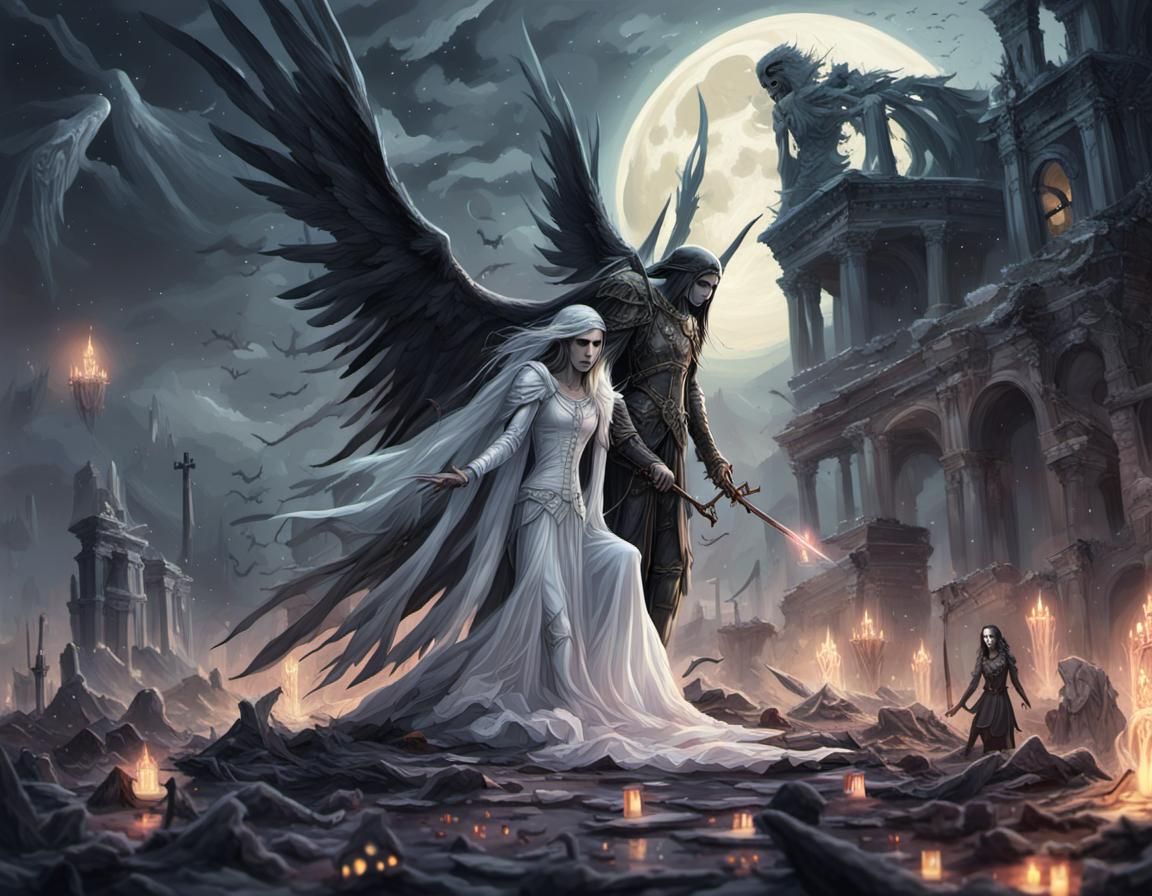 The Elf Princess meets death Death's angel. The picture features two ...