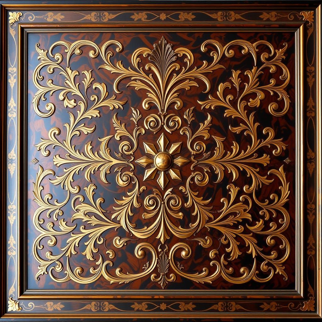 wall panel of Boulle work (buhl work) with rich marquetry and inlay ...