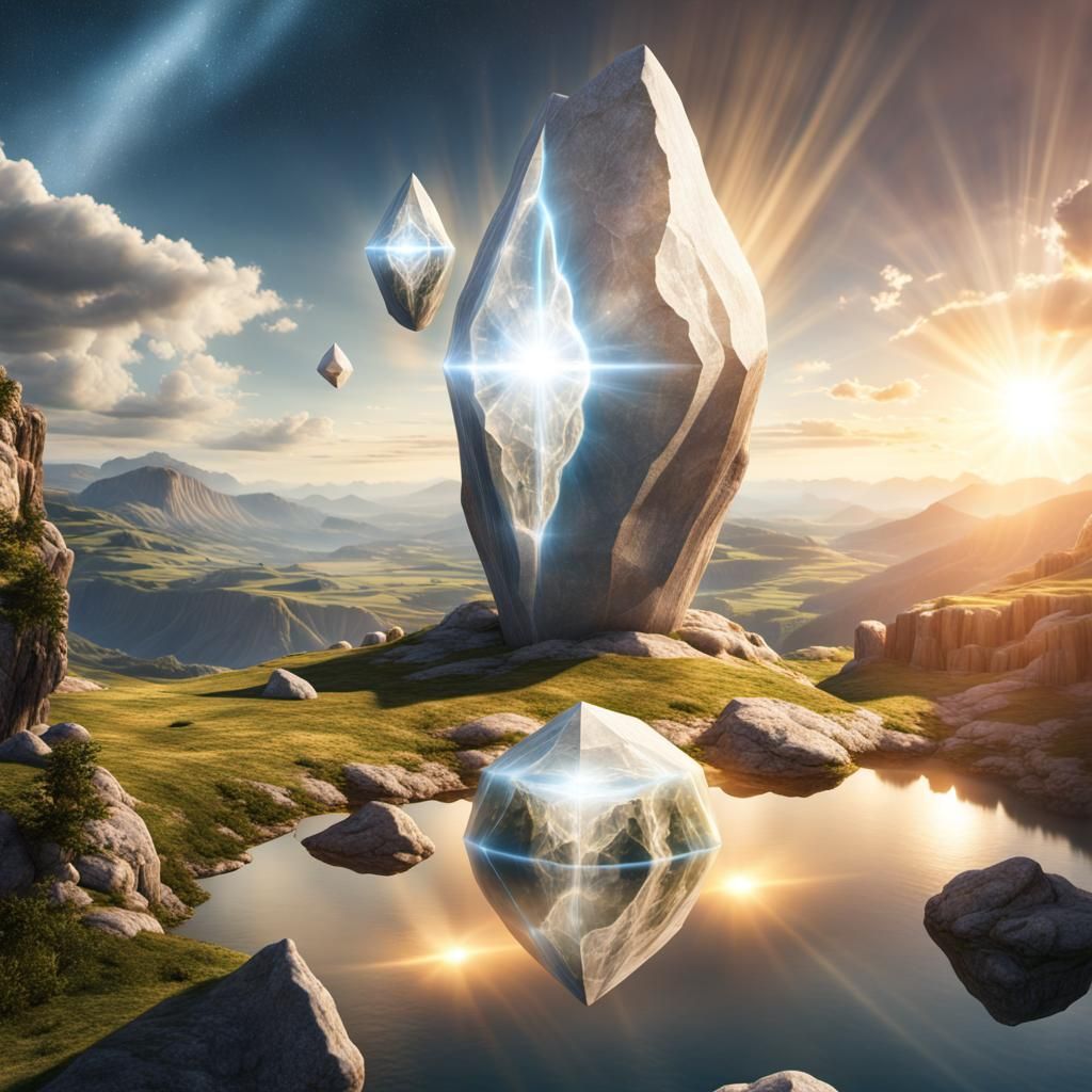 Floating giant gems - AI Generated Artwork - NightCafe Creator