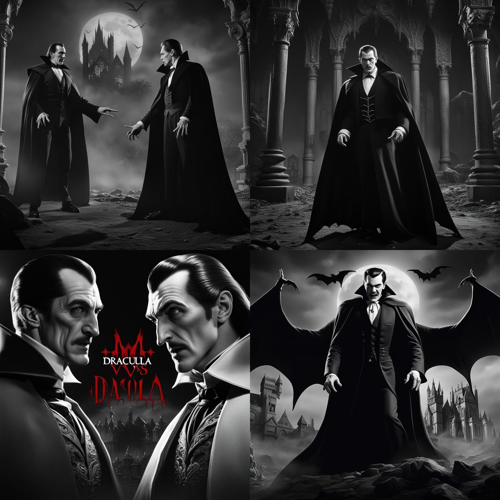 Hammer Dracula vs Universal Dracula movie black and white vintage movie ...