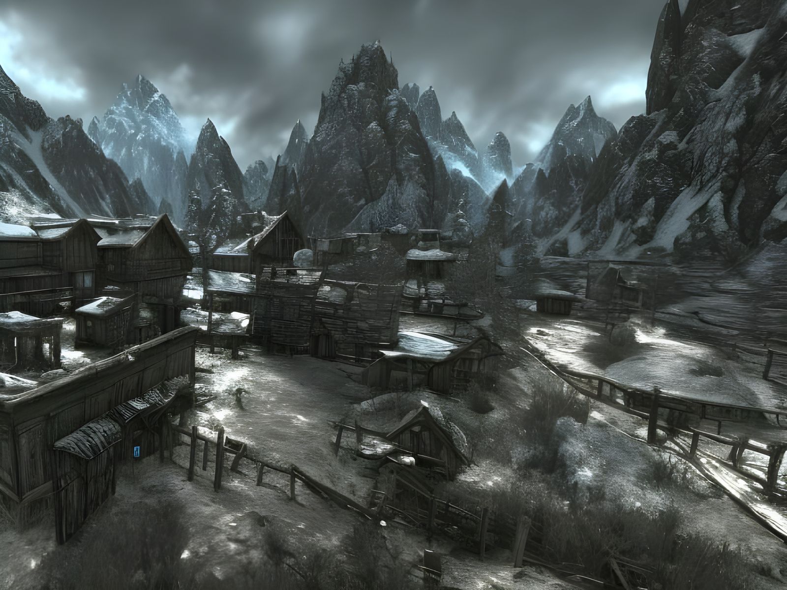 Skyrim, poor village between mountains - AI Generated Artwork ...