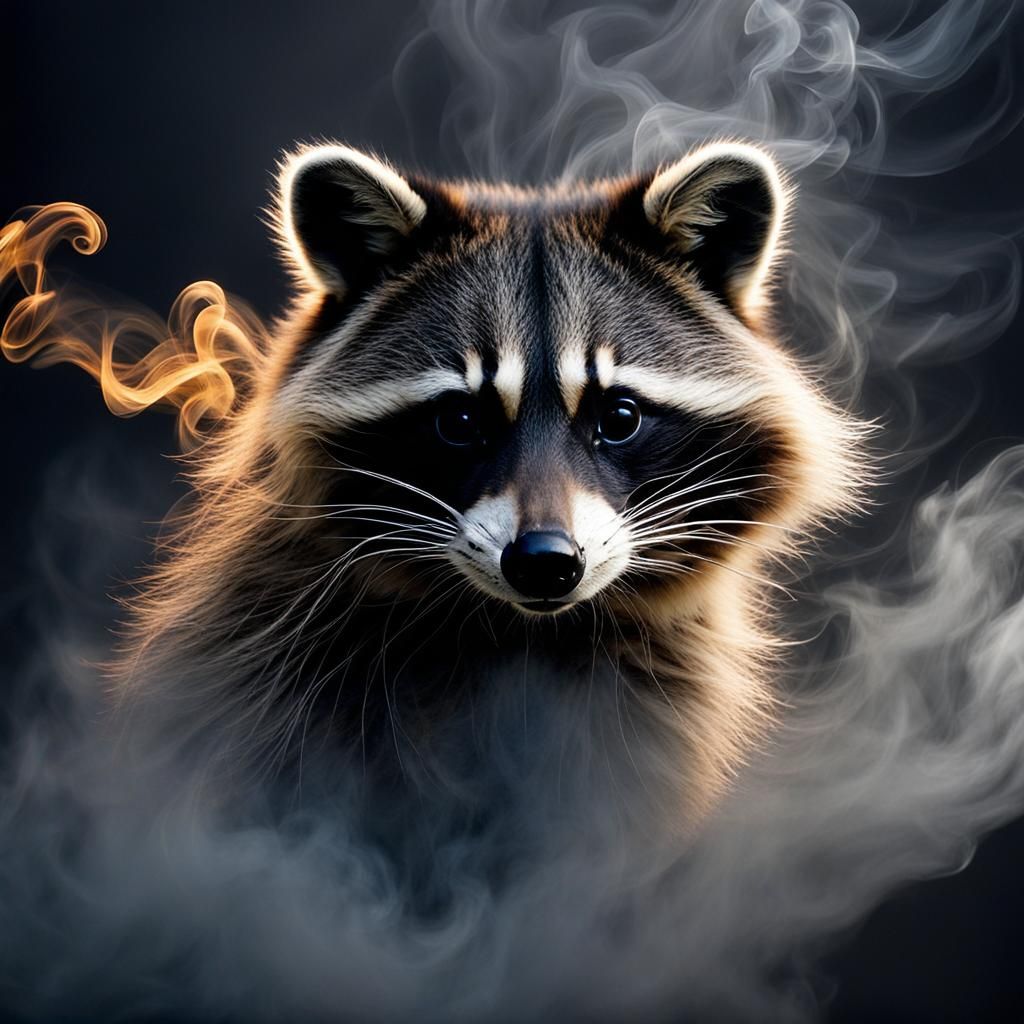 Raccoon in smoke - AI Generated Artwork - NightCafe Creator