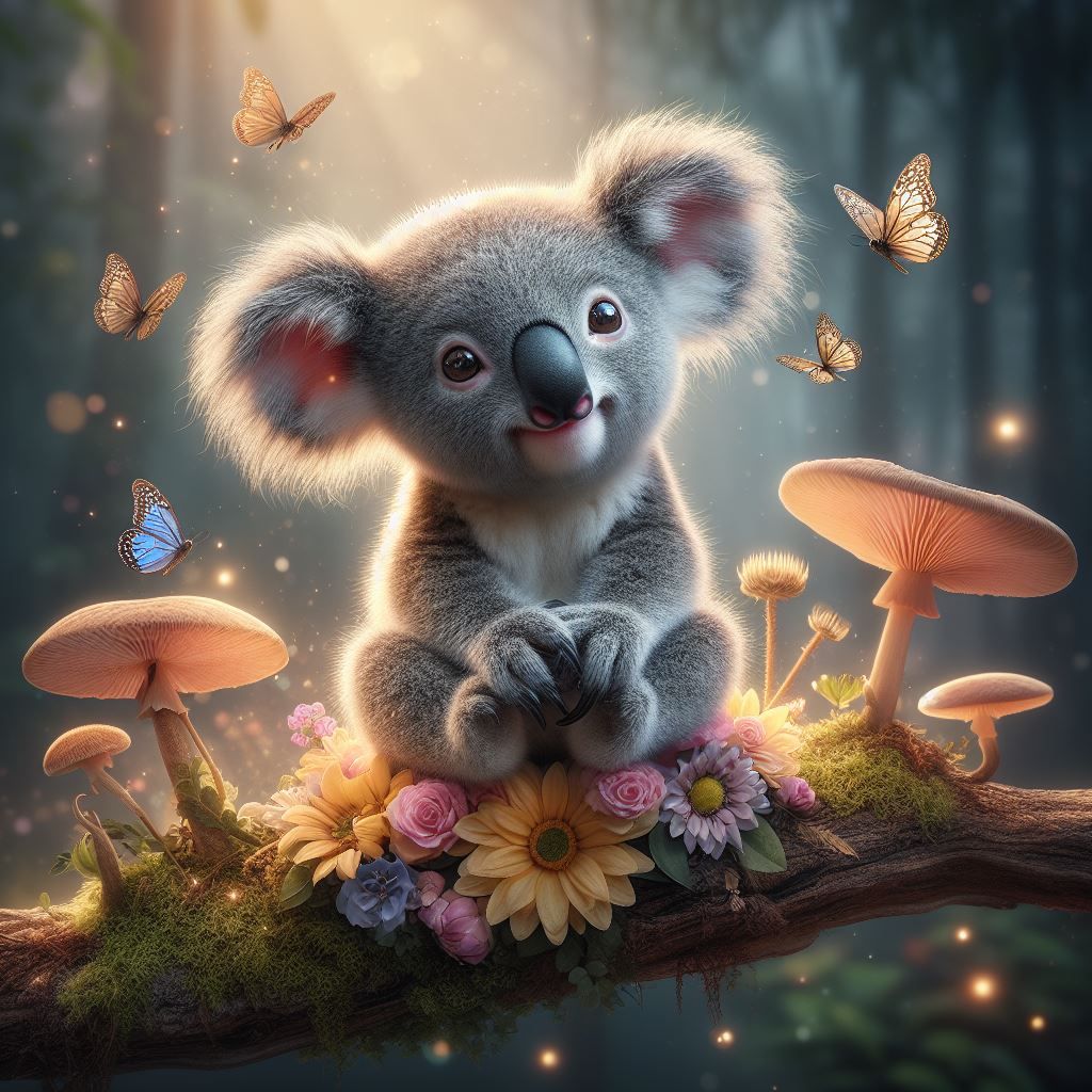 Enchanted Perch: A Baby Koala's Wonderland - AI Generated Artwork ...