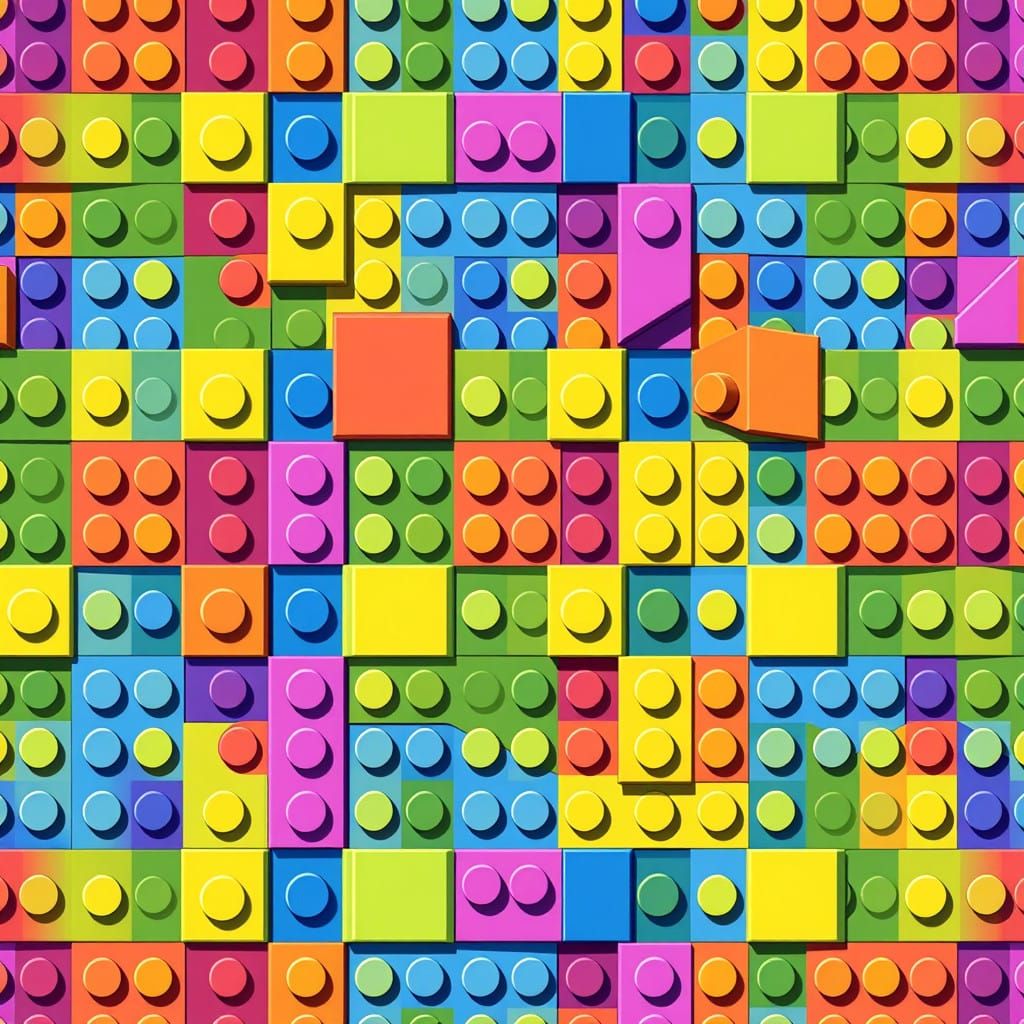 Vibrant Lego Brick Pattern in Futuristic Anime Sty... - AI Art