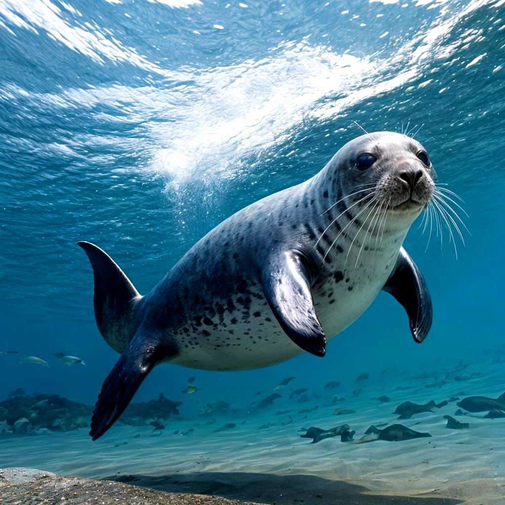 A seal catches fish. - Seal Captures Fish in Natural Habitat