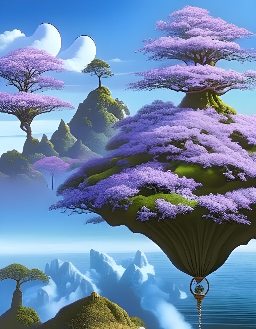 Cherry blossom islands - AI Generated Artwork - NightCafe Creator