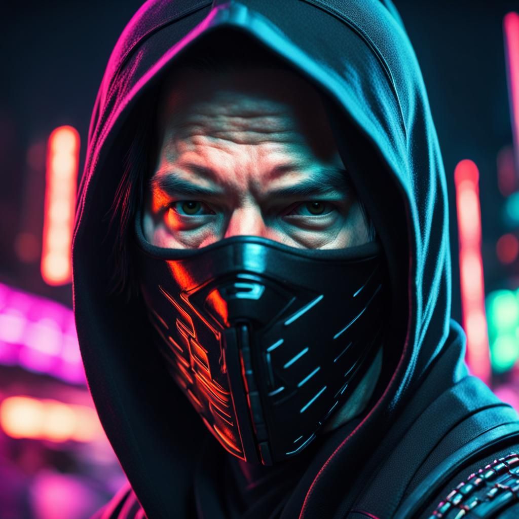 Ninja, Shinobi in the style of Keanu Reeves, HDR, cyberpunk,8K ...