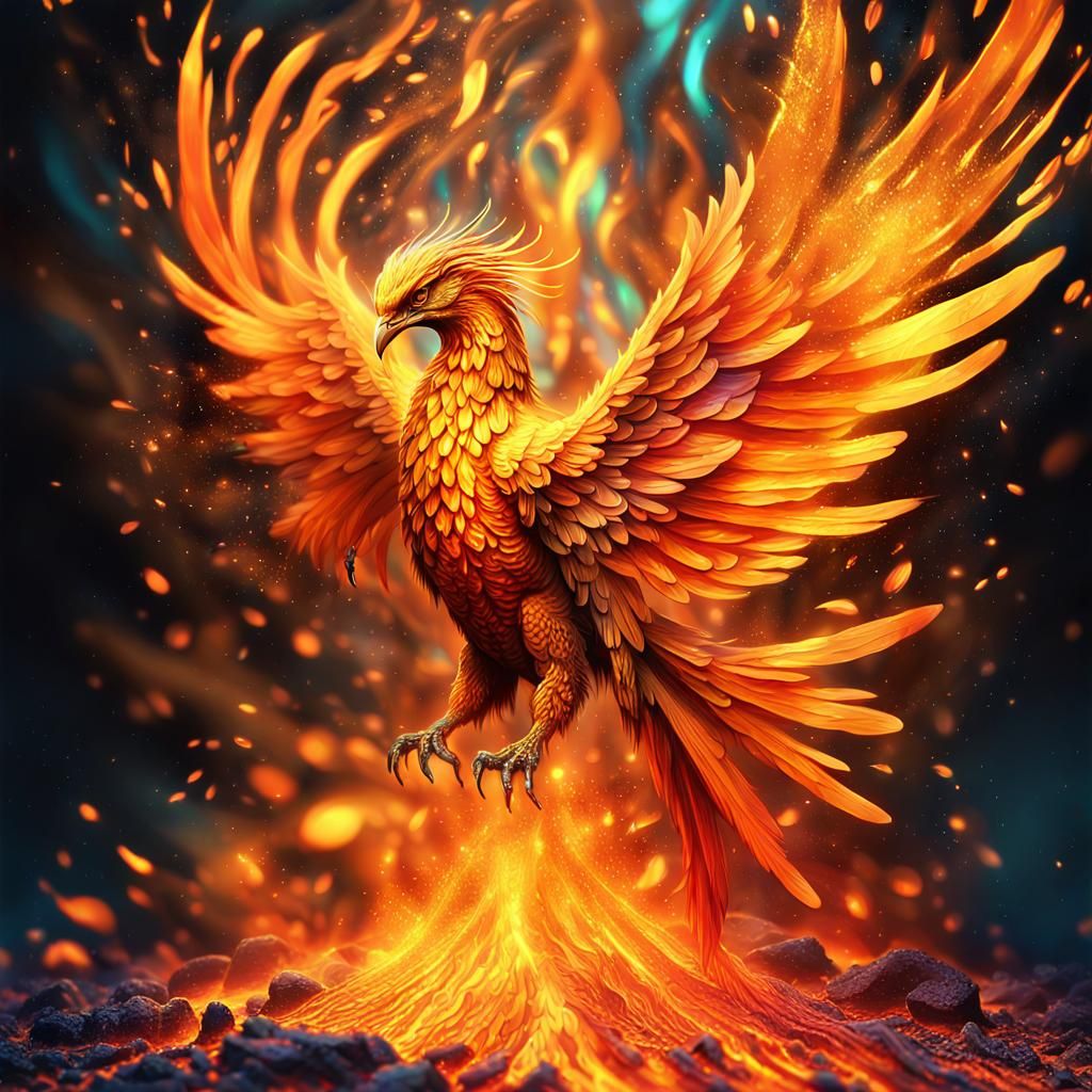 fenix - Ethereal Phoenix Rises in Vibrant Melting Colors