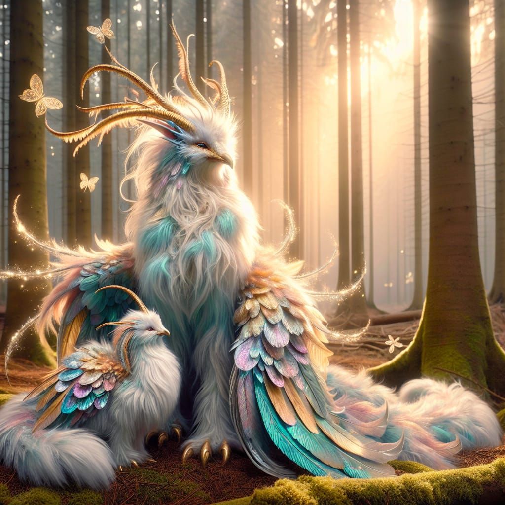 Mythical Fauna in Radiant Feathers and Fur - AI Art