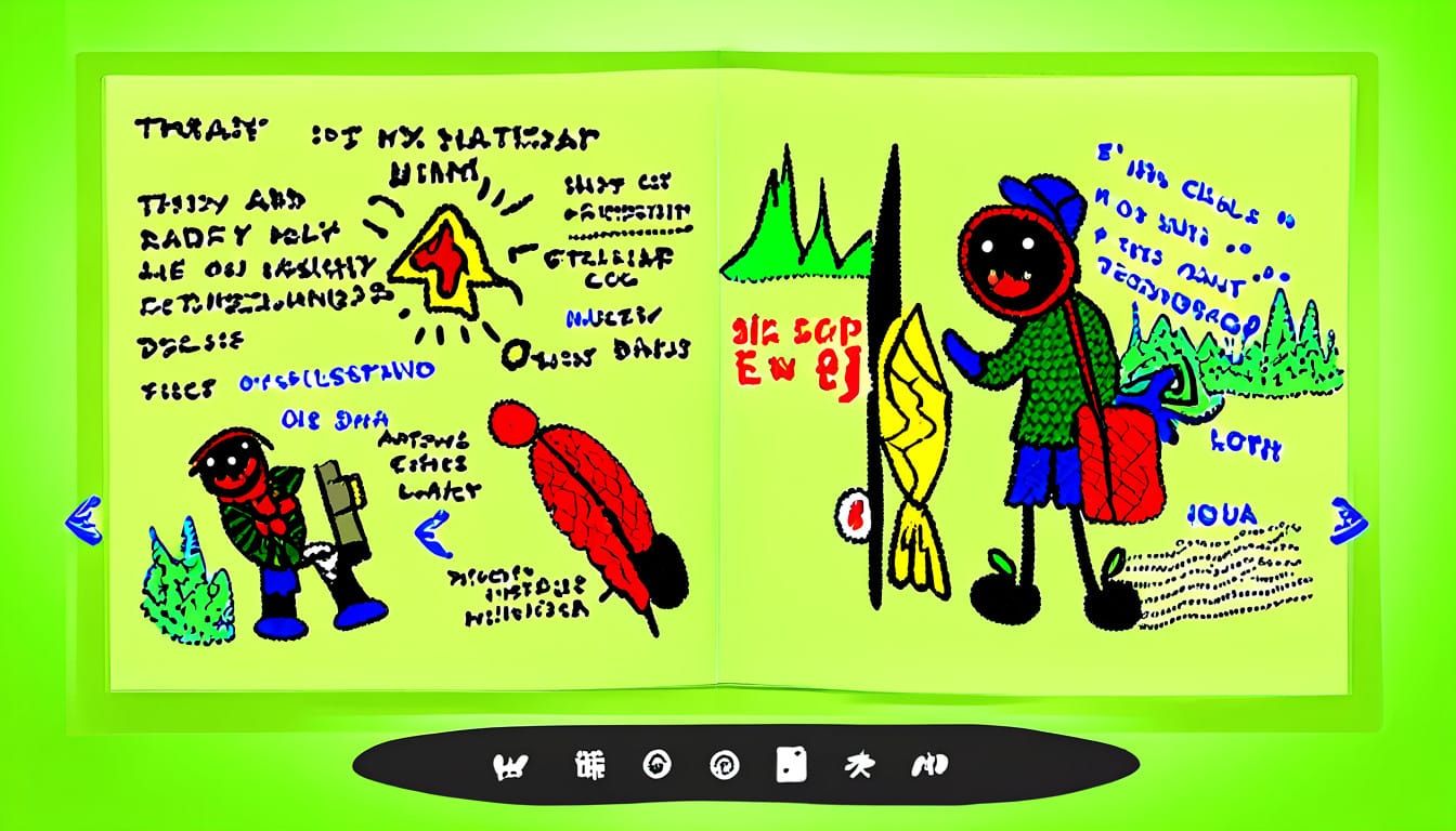 pen and ink children's illustrated picture book in crayons and ...