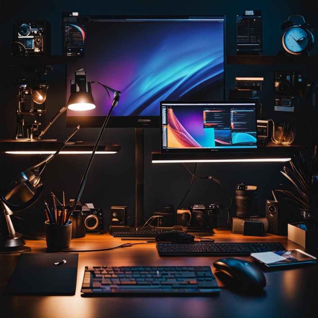 web developer desk setup - AI Generated Artwork - NightCafe Creator