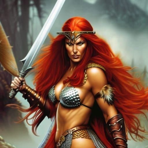 Warrior Princess "Red Sonja" - AI Generated Artwork - NightCafe Creator