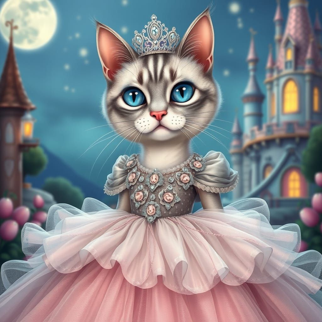 Princess cat Cinderella - Regal Princess Cat in Enchanting B...