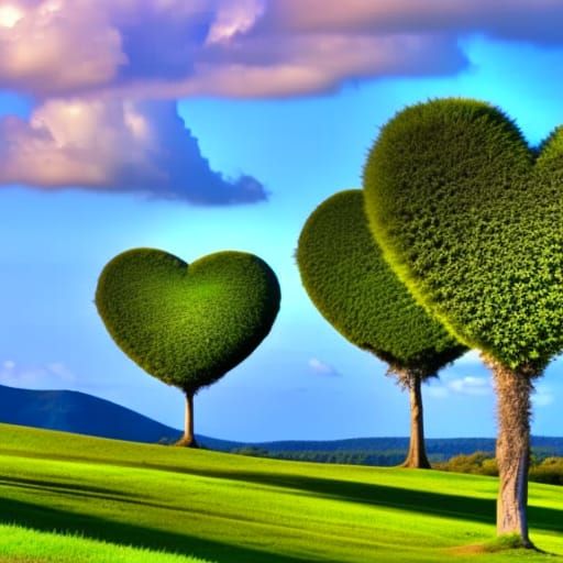 Stunning view of heart shaped trees in a lovely landscape highly ...