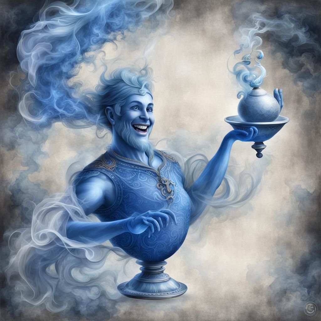 Aladdin lamp. The genie looks a little bit different than it was ...