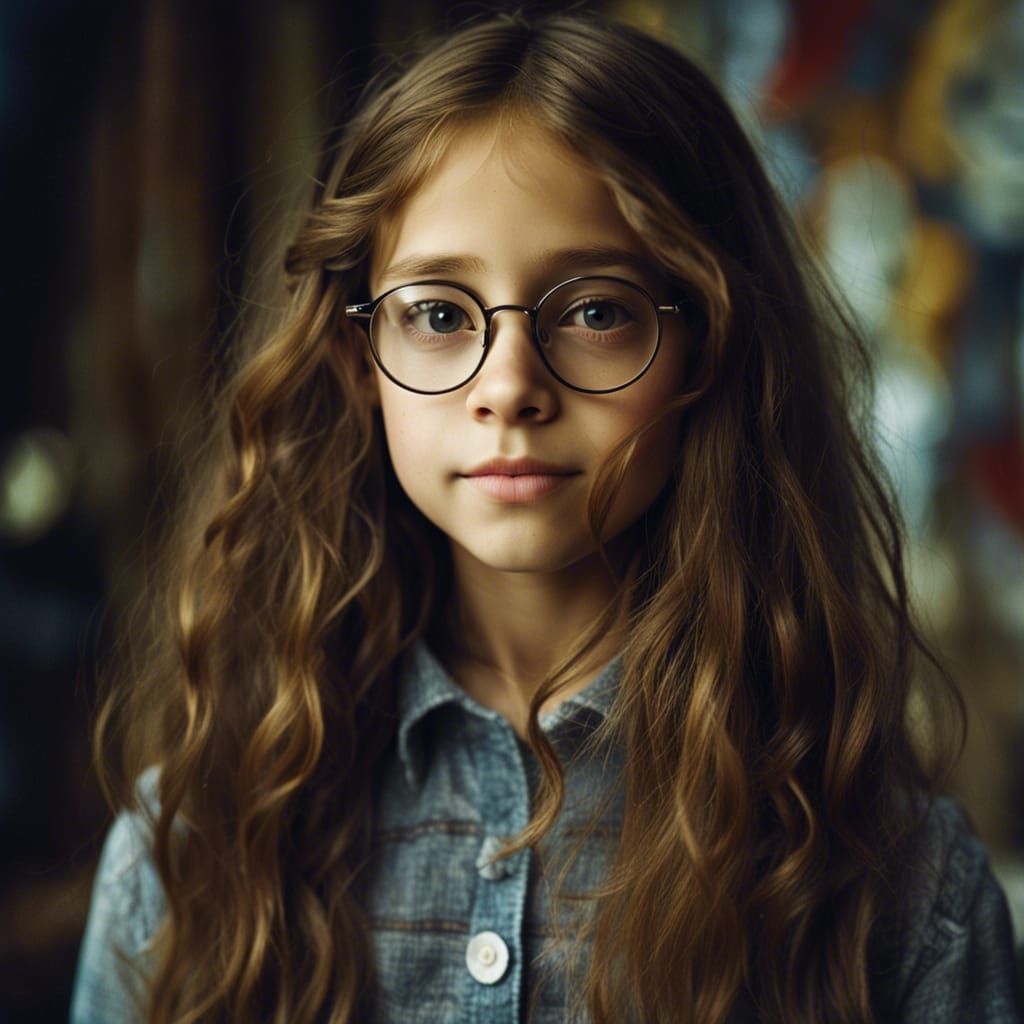 Create a portrait of a girl she IS eleven years old . She IS young ...