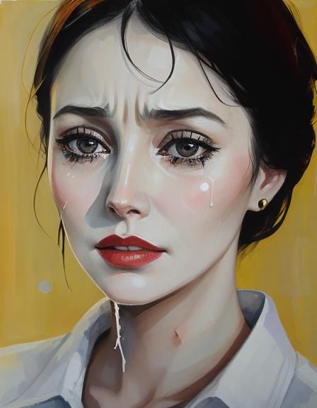 portrait of a woman crying, art by Paul Lovering - AI Generated Artwork - NightCafe Creator