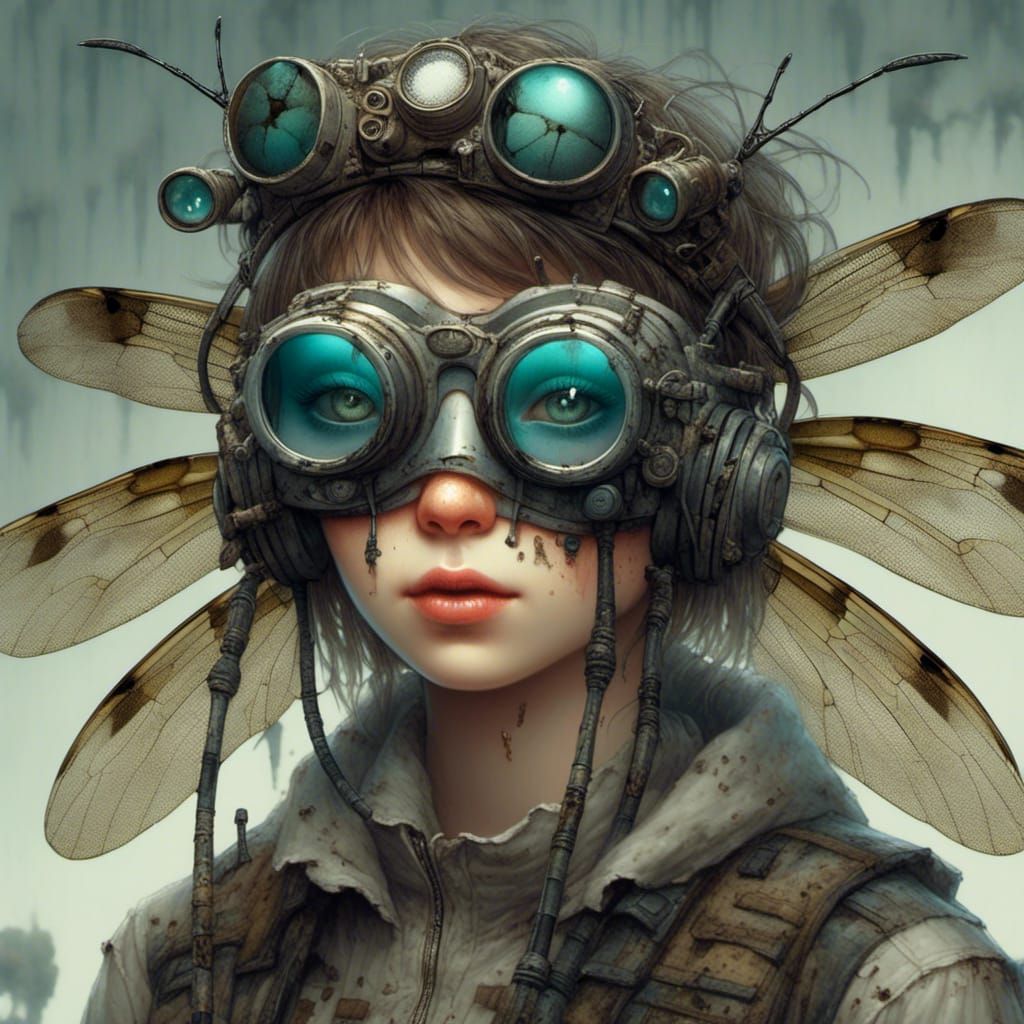 Dragonfly goggles girl - AI Generated Artwork - NightCafe Creator