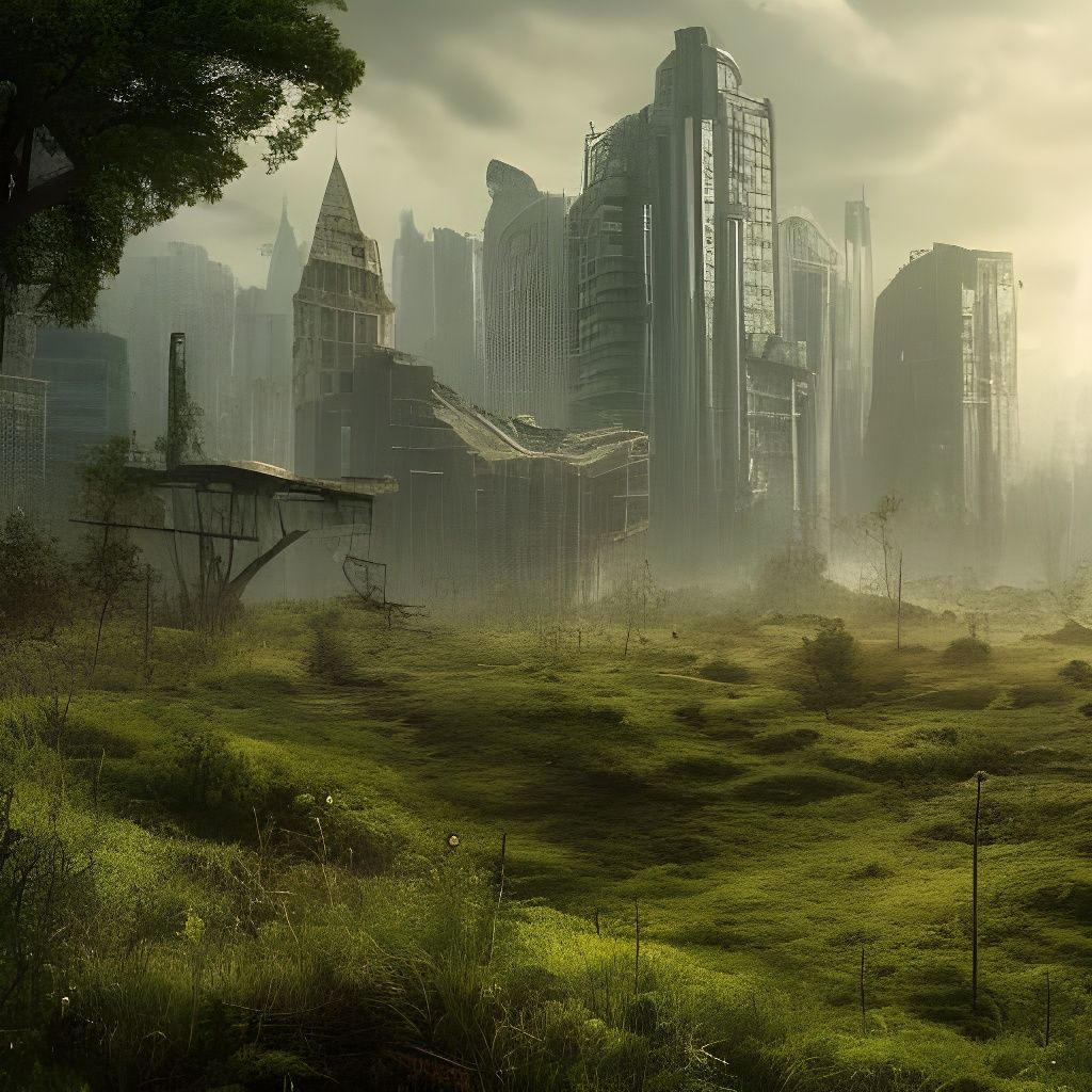 overgrown post apocalyptic city - AI Generated Artwork - NightCafe Creator