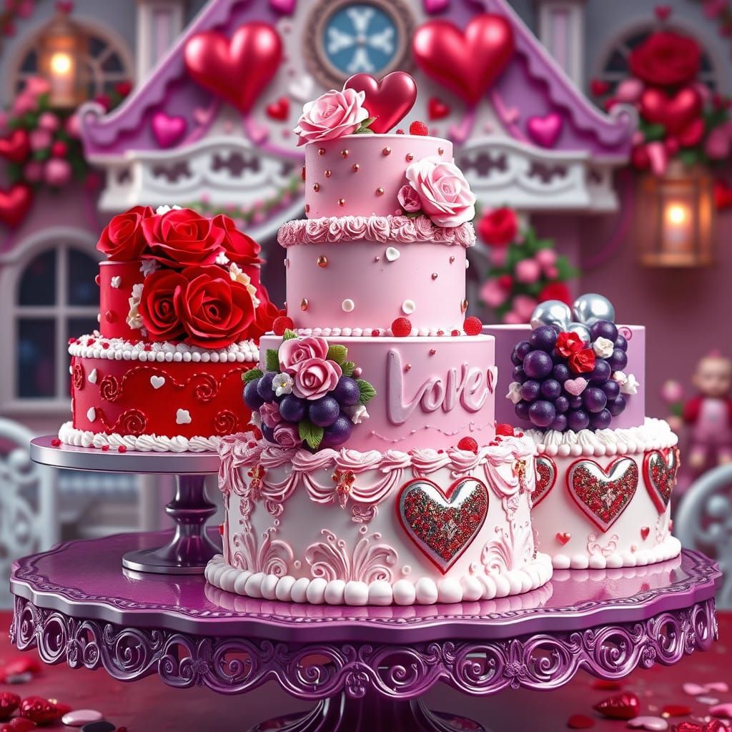 All love cakes. - Spectacular Multi-Tiered Valentine's Day C...