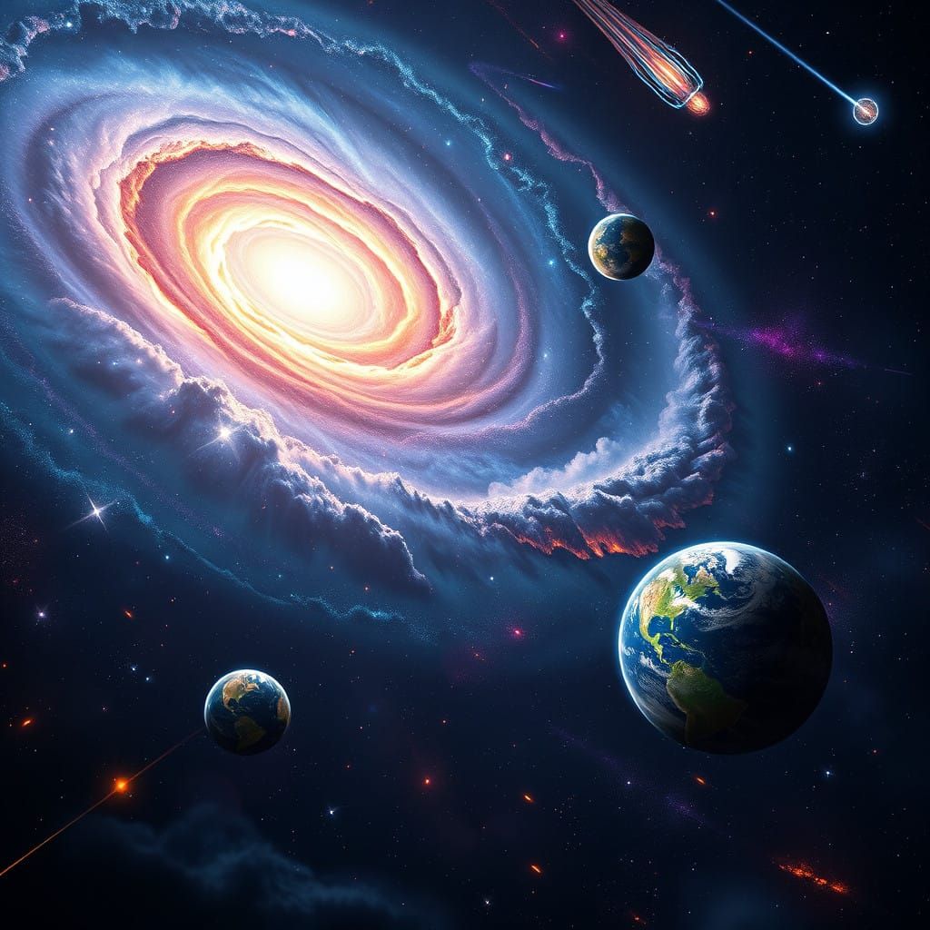 "Create a stunning and hyper-realistic depiction of a galaxy in deep ...