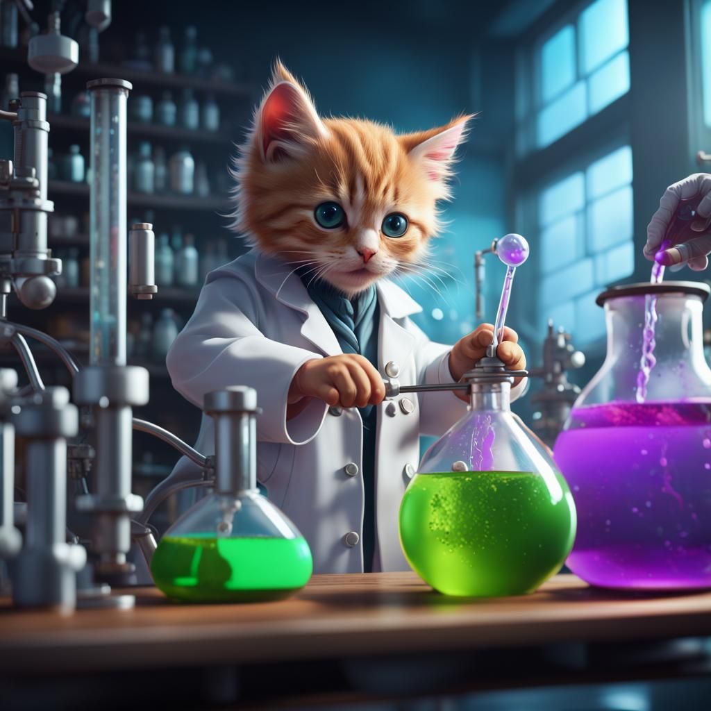 kitten scientist - Kitten Scientist in Lab, Detailed Matte ...
