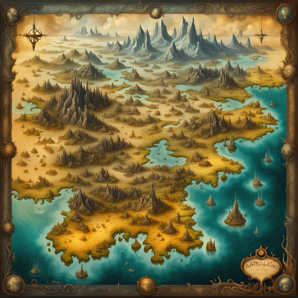 Fantasy Kingdoms map of the continent with towns and farms, fantasy ...