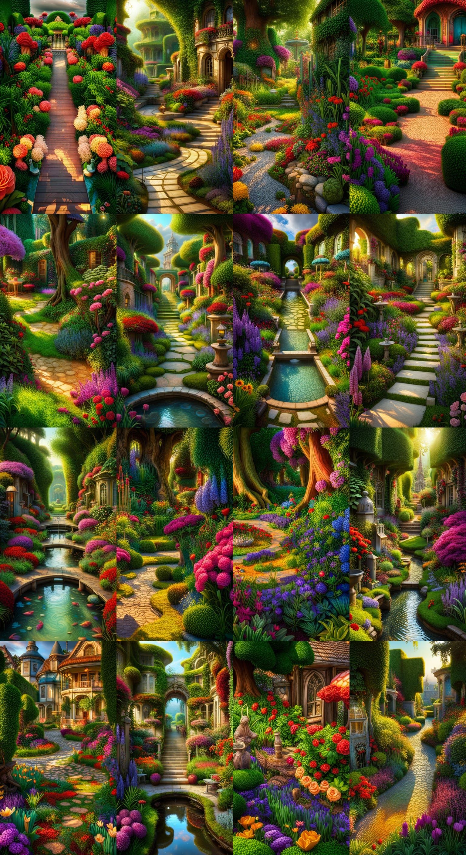 close up view of 21st-century garden of eathly delights Inspired Lovely contrast, Maximalist ...