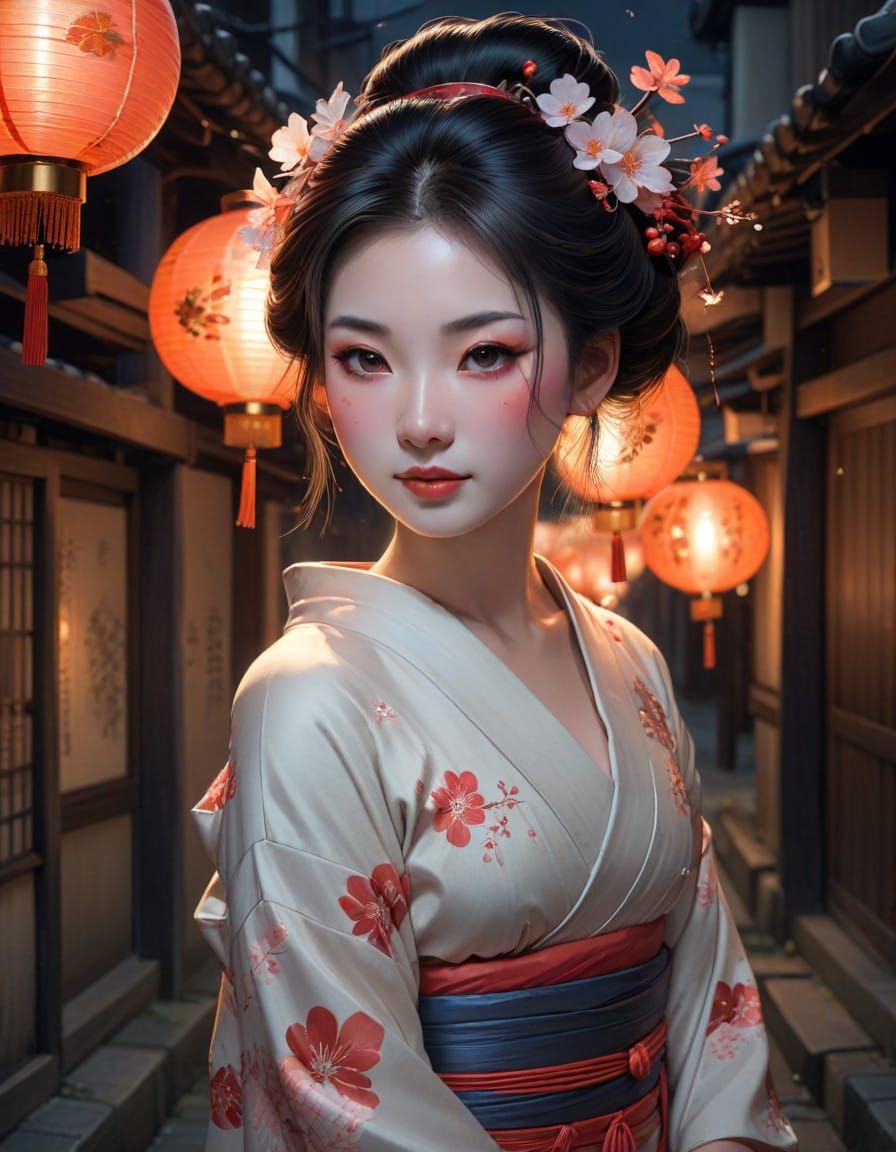 Geisha Lady in Kyoto - Geisha Lady in Traditional Japanese S...
