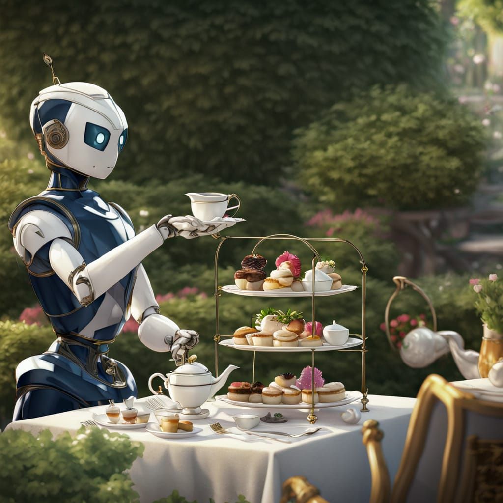 robot butler serving tea - robot butler serving tea