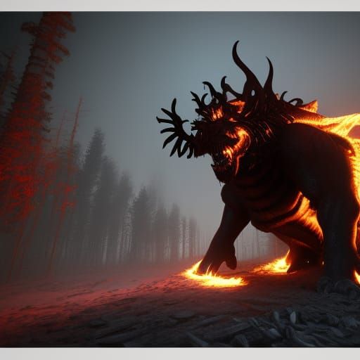 Behemoth monster fire death dark sad dying die - AI Generated Artwork ...
