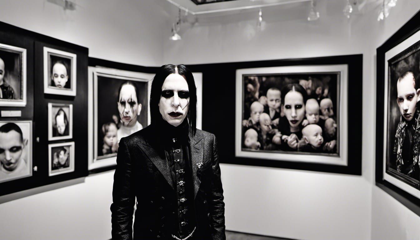 Photograph Portrait of Marilyn Manson, in his Museum of Goth babies ...