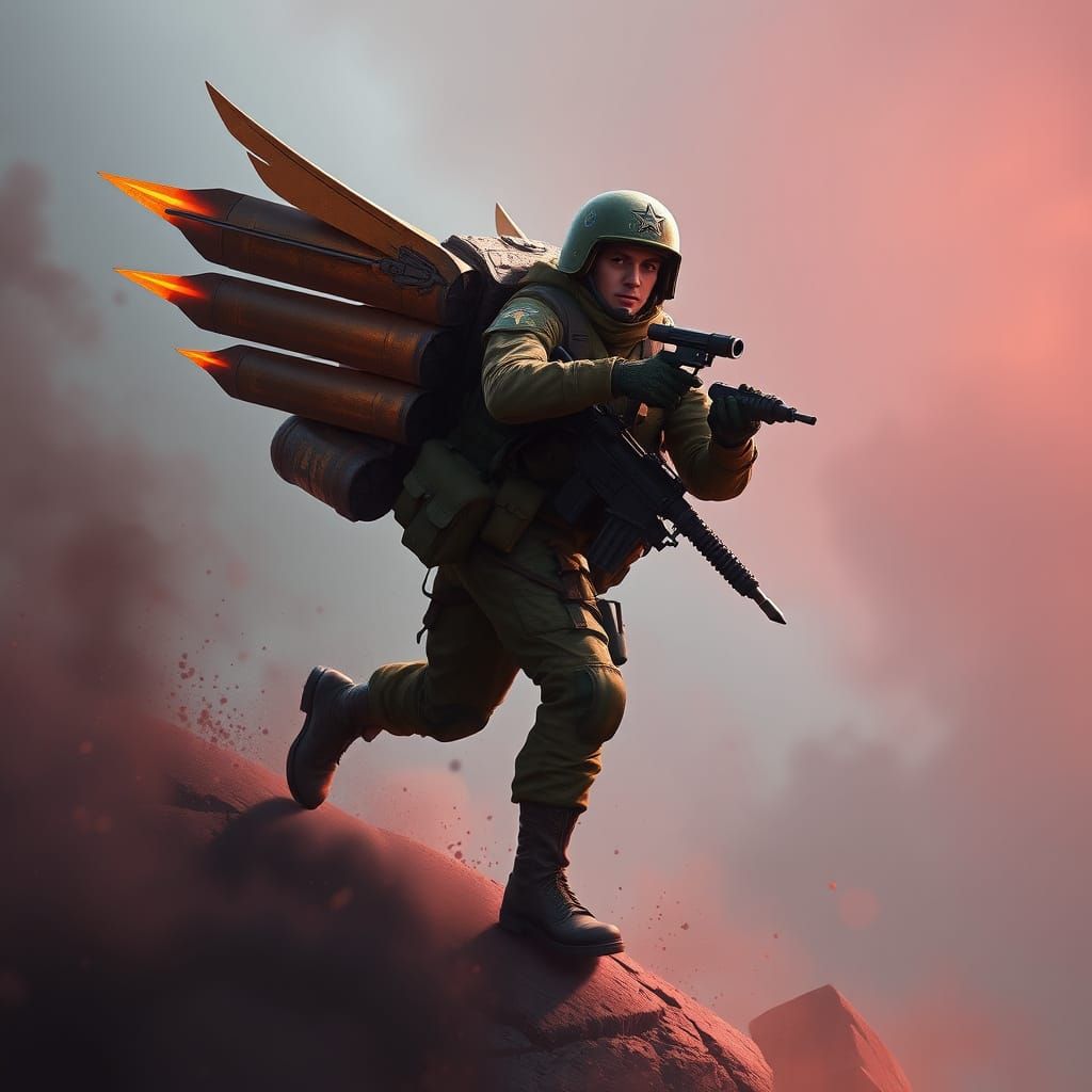 US Army Air Corps Jet Pack Trooper in WW2 Fantasy ... - AI Art