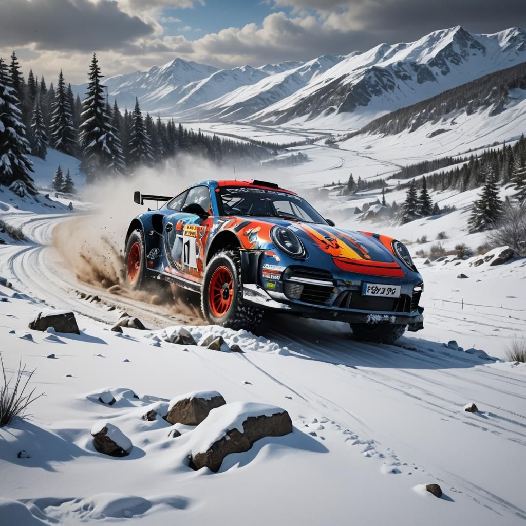 Porsche 911 Winter Rally - AI Generated Artwork - NightCafe Creator