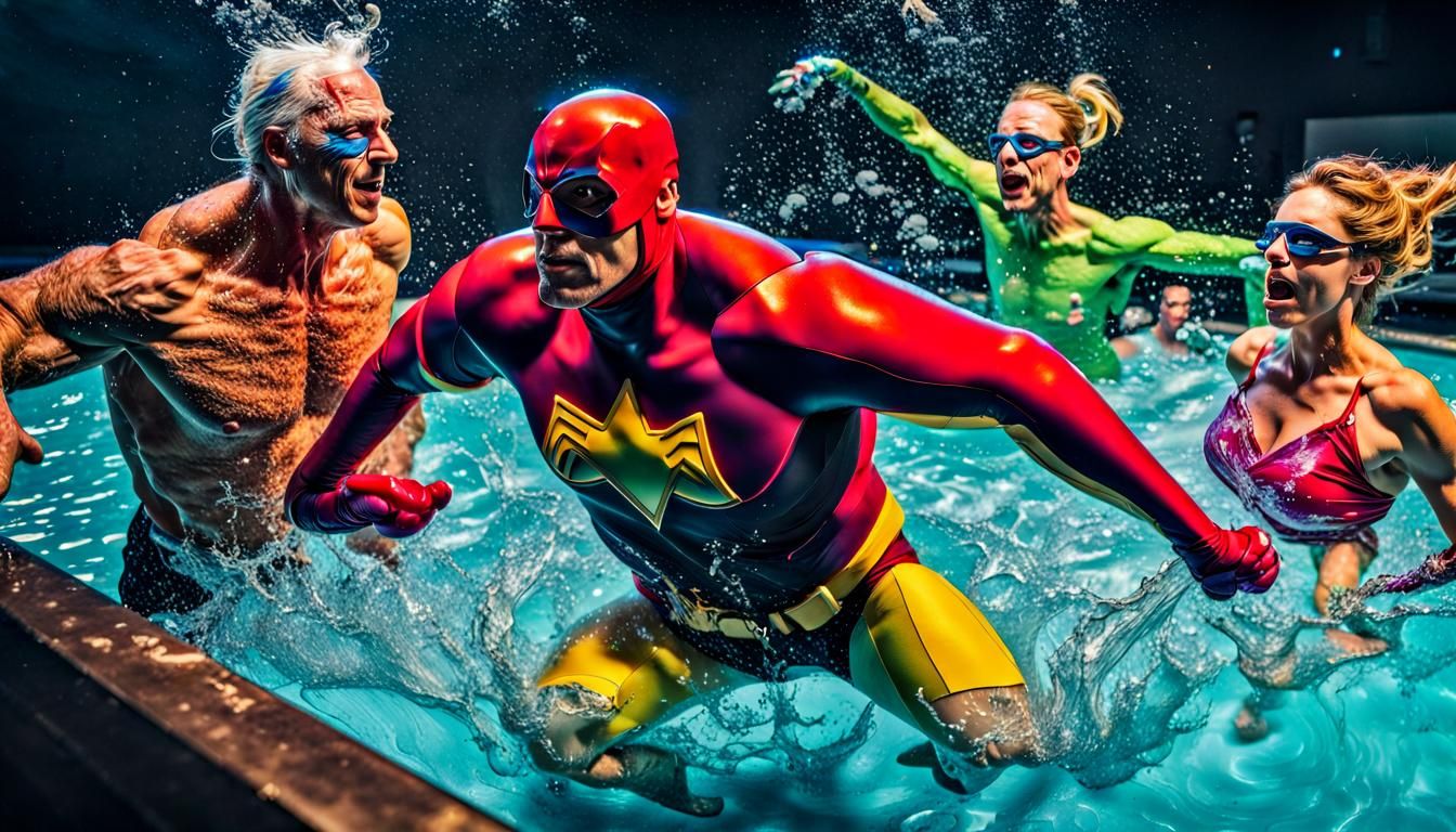 Superheroes making water aerobics - AI Generated Artwork - NightCafe ...