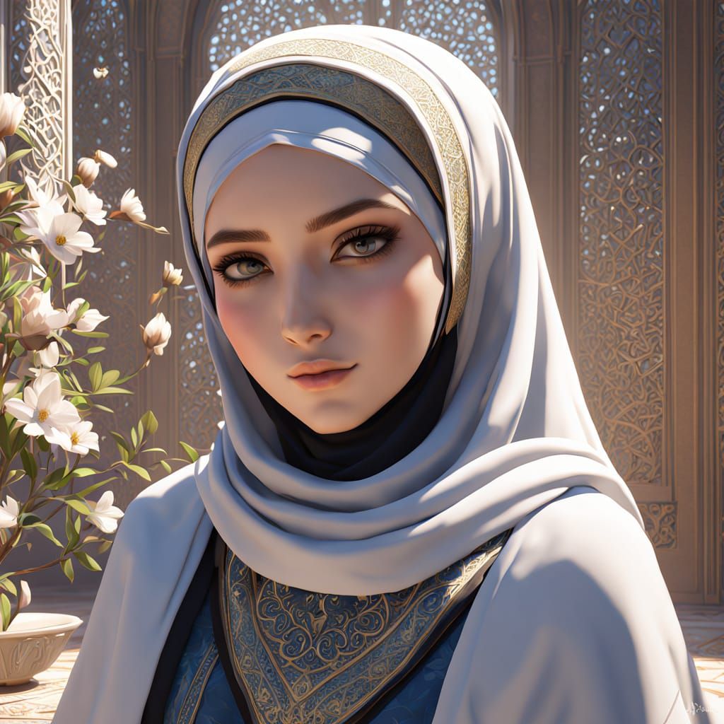 "Grace in Modesty: A Hijabi Woman's Elegance