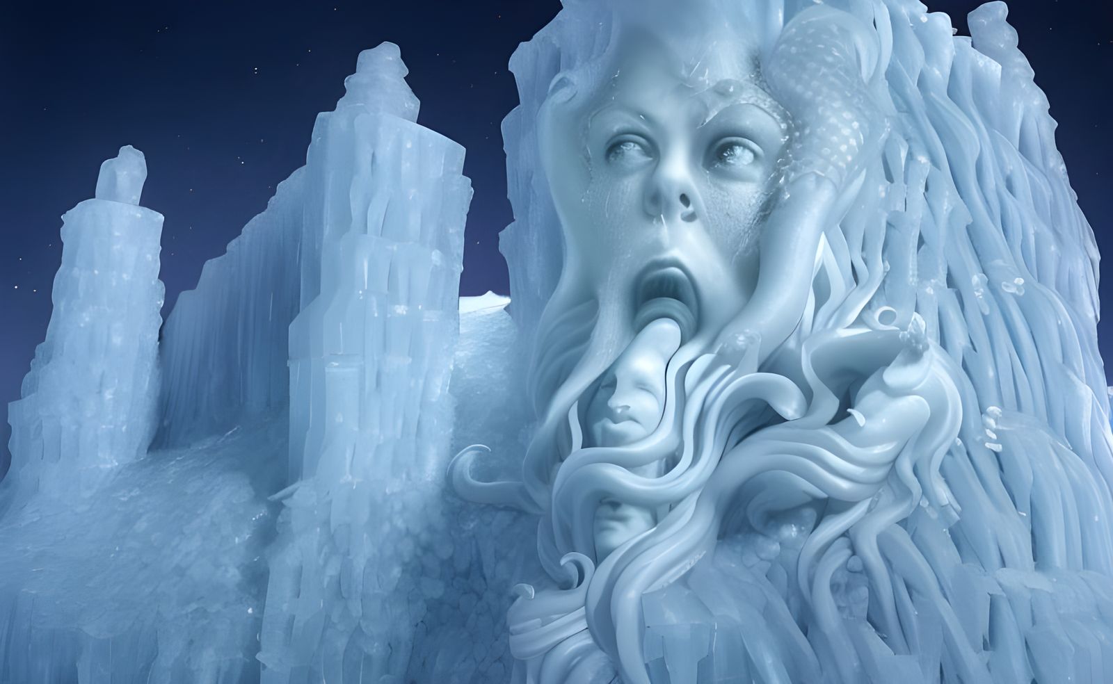 Medusa and the Ice Castle. HyperDetailed, Photorealistic, 16K - AI ...