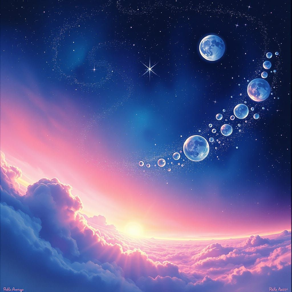 Celestial Transformation in Vibrant, Dreamlike Hue... - AI Art