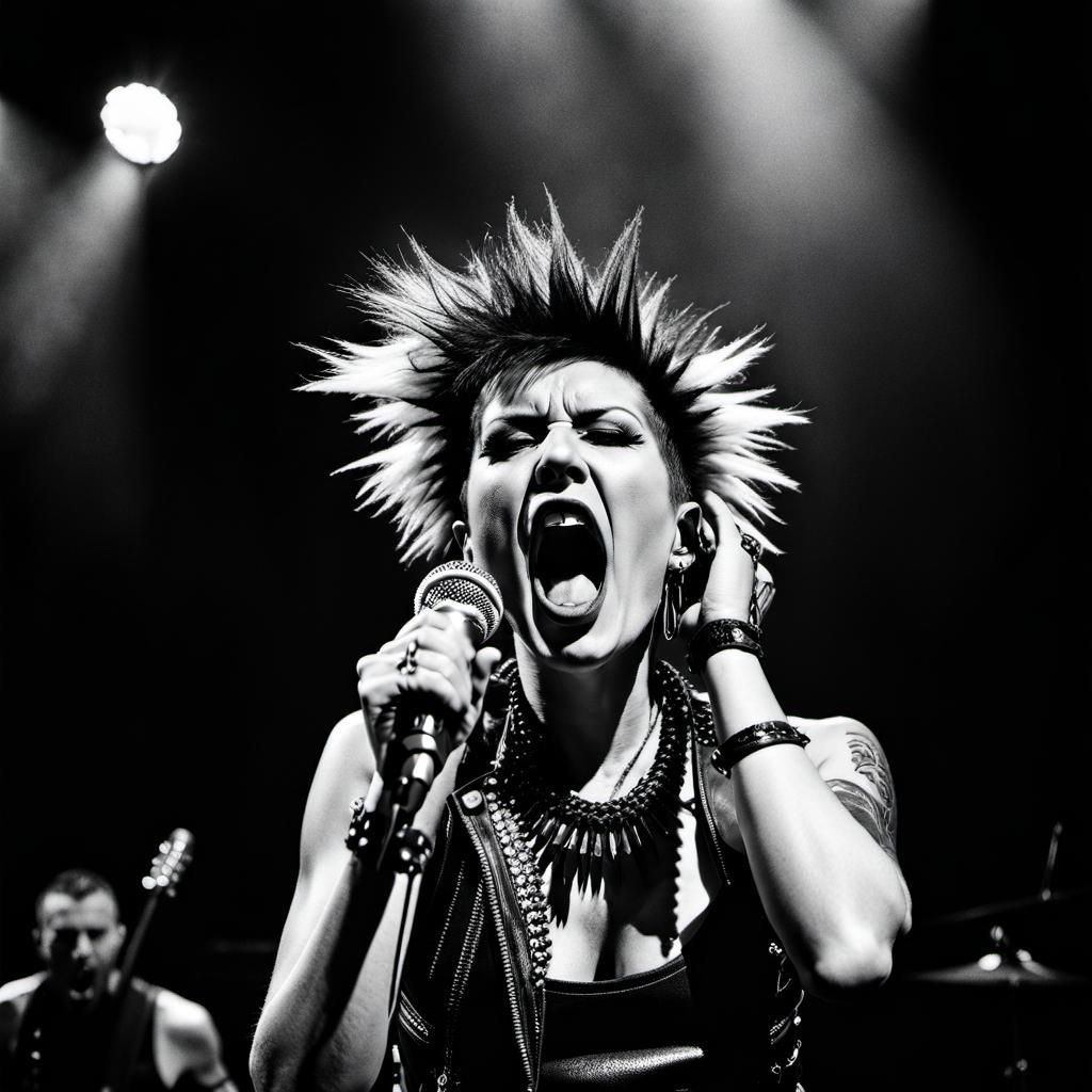 Black and white punk singer (3/3) - AI Generated Artwork - NightCafe ...