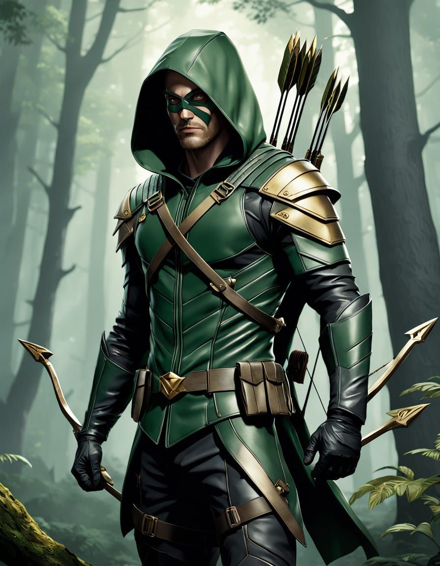 Connor Hawke in Stealthy Forest Perch, Inspired by... - AI Art