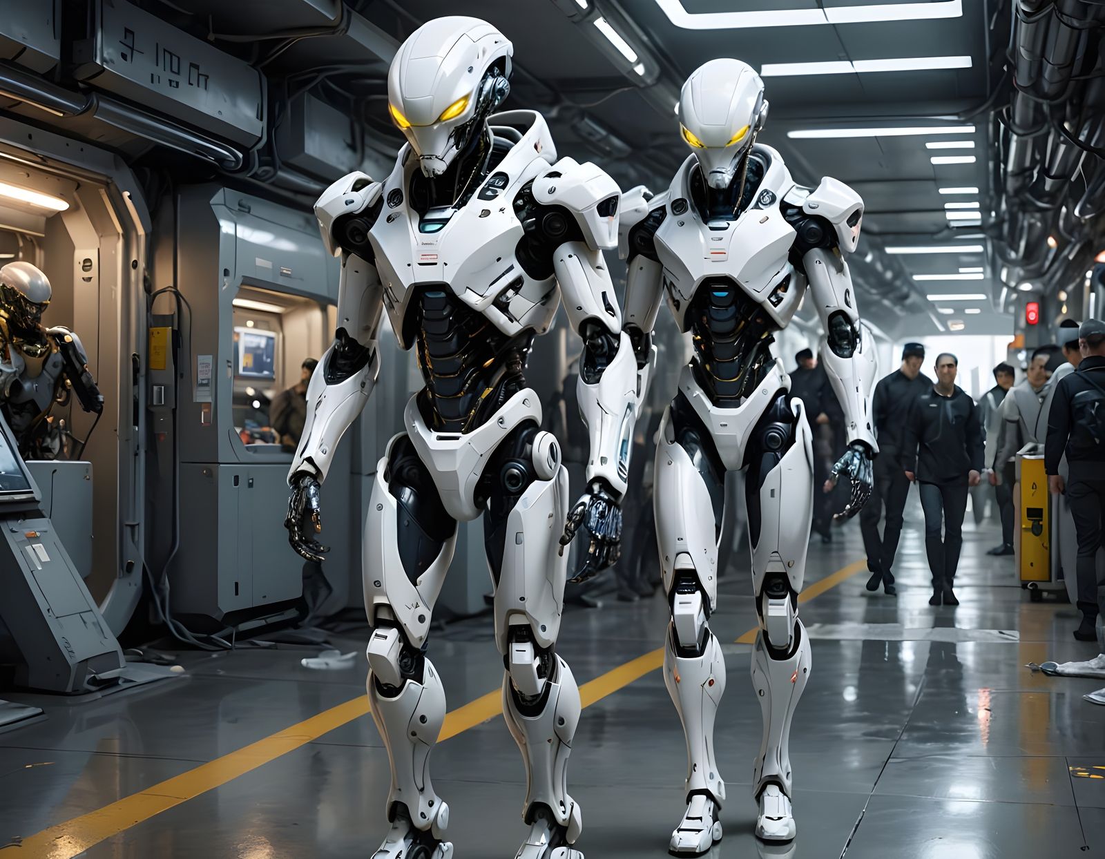 A digital painting of an android alien king in a sleek futuristic ...